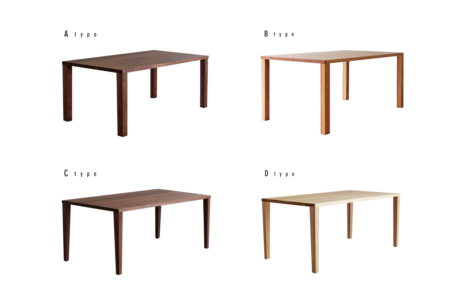 スタンダードオーダーテーブル：お好みのデザイン、サイズ、木の種類からお選びください。：ダイニングテーブル専門店[木蔵]